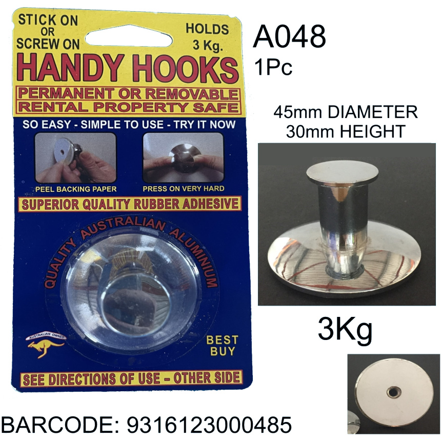 A048 – Medium Aluminium Hook - Handy Hardware