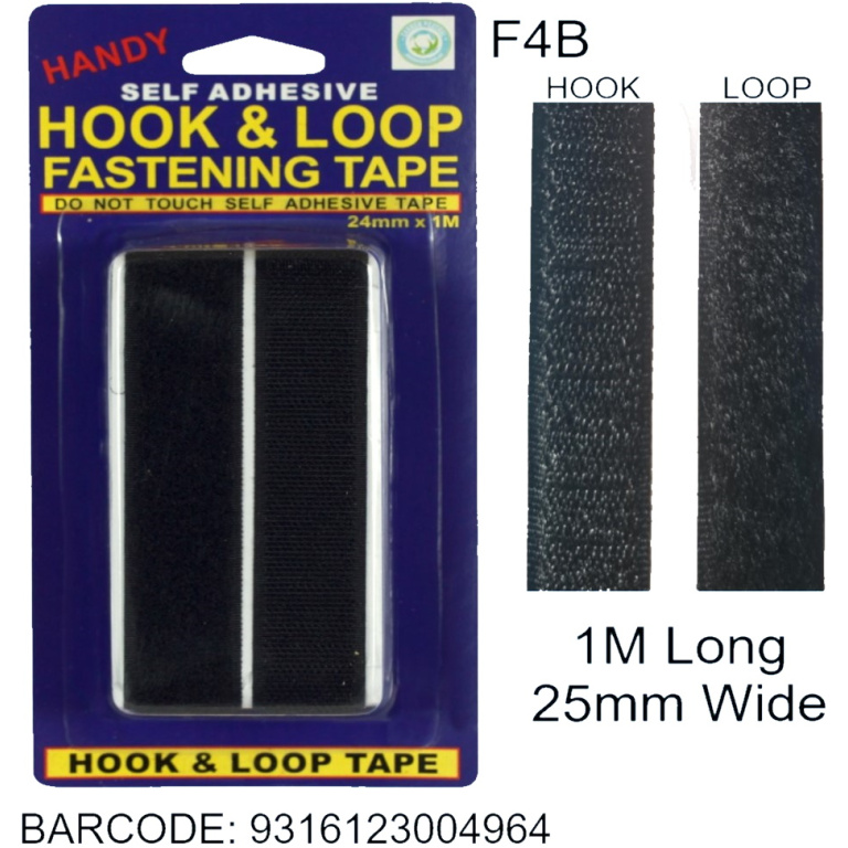 F4B – Black Hook & Loop Fastening Tape - Handy Hardware