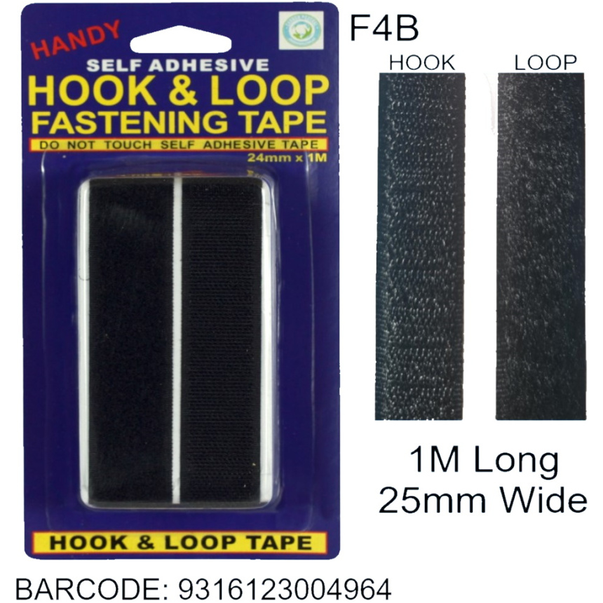 F4B – Black Hook & Loop Fastening Tape - Handy Hardware