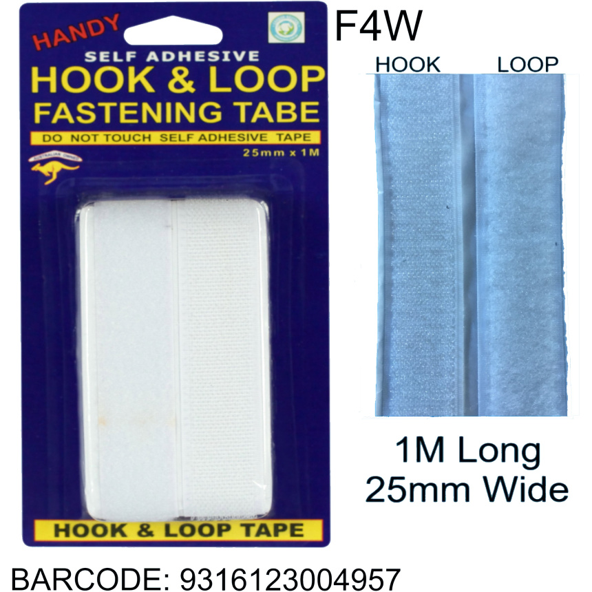 F4W – White Hook & Loop Fastening Tape - Handy Hardware