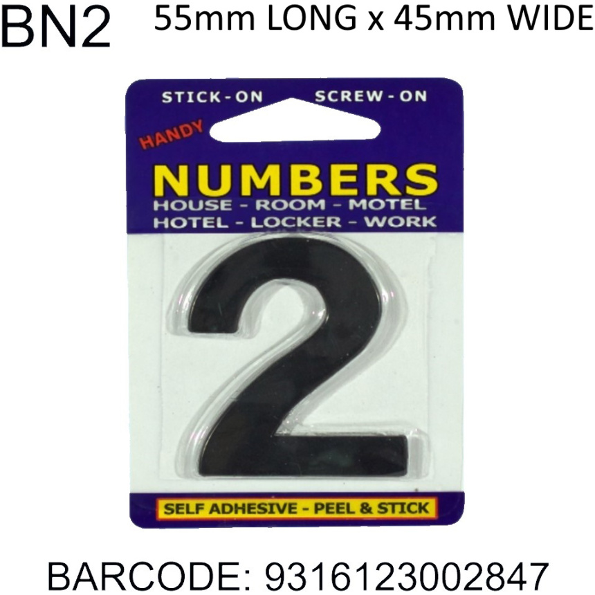 BN2 – Black Number Only No Base Street Number 2 - Handy Hardware